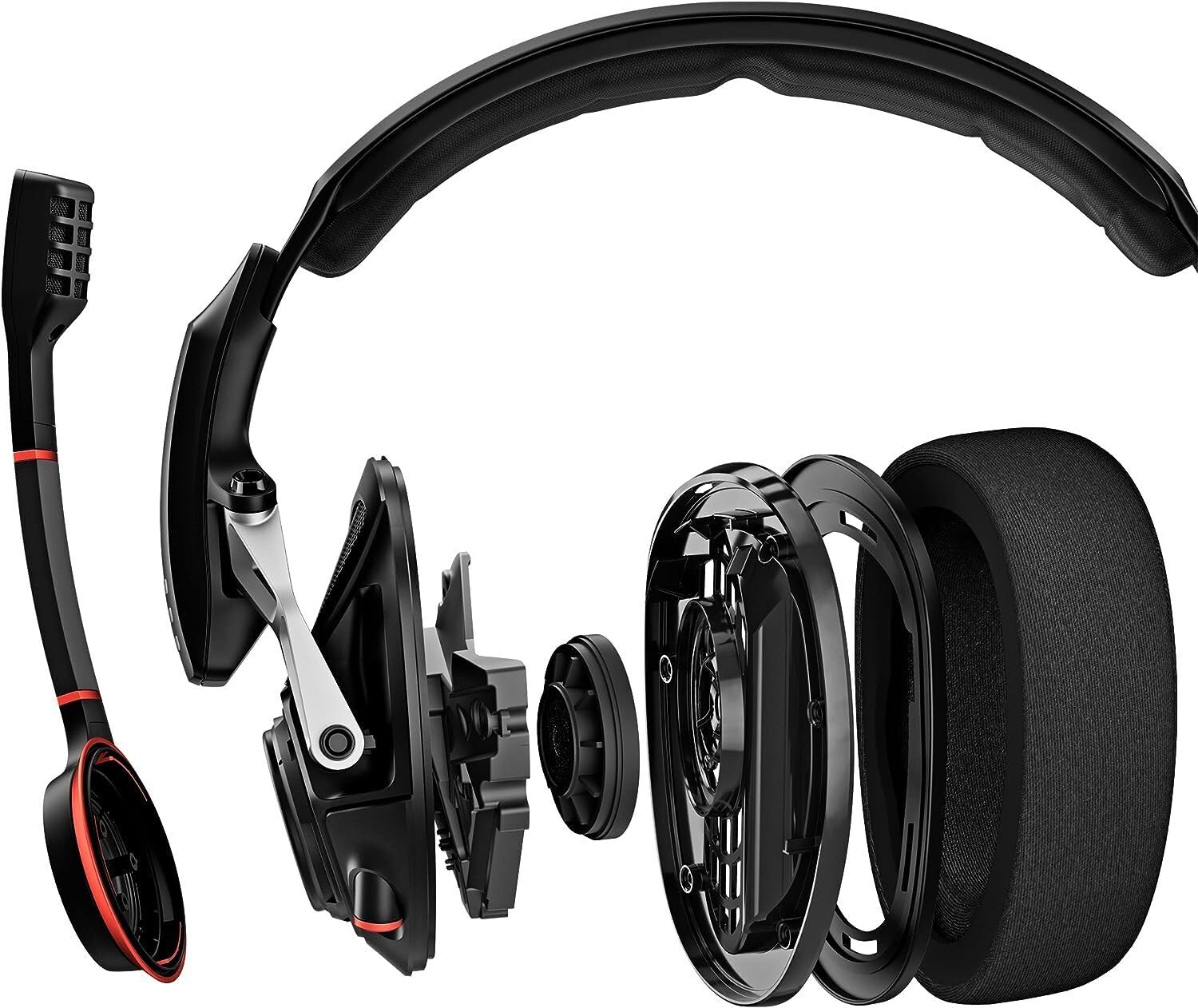 EPOS I SENNHEISER GSP 500 Wired Open Acoustic Gaming Headset, Noise-Cancelling Microphone, Adjustable Headband with Customizable Contact Pressure, Volume Control, PC + Mac + Xbox + PS4, Pro –Black/Red