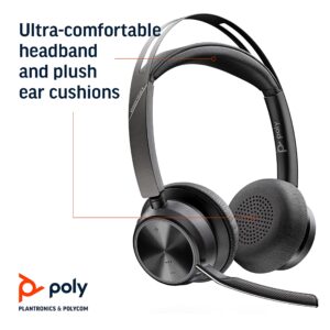 Poly - Voyager Focus 2 UC USB-A Headset (Plantronics) - Bluetooth Dual-Ear (Stereo) Headset with Boom Mic - USB-A PC/Mac Compatible - Active Noise Canceling - Works with Teams, Zoom (Certified) & More