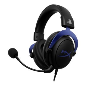 hyperx cloud - gaming headset, playstation official licensed product, for ps5 and ps4, memory foam comfort, noise-cancelling mic, durable aluminum frame,black