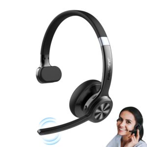 monodeal trucker bluetooth headset, wireless headset with microphone enc noise cancelling & mute button, 30h talk time, bluetooth 5.2 headphones for work, office, call center