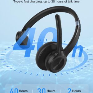 MONODEAL Trucker Bluetooth Headset, Wireless Headset with Microphone ENC Noise Cancelling & Mute Button, 30H Talk Time, Bluetooth 5.2 Headphones for Work, Office, Call Center