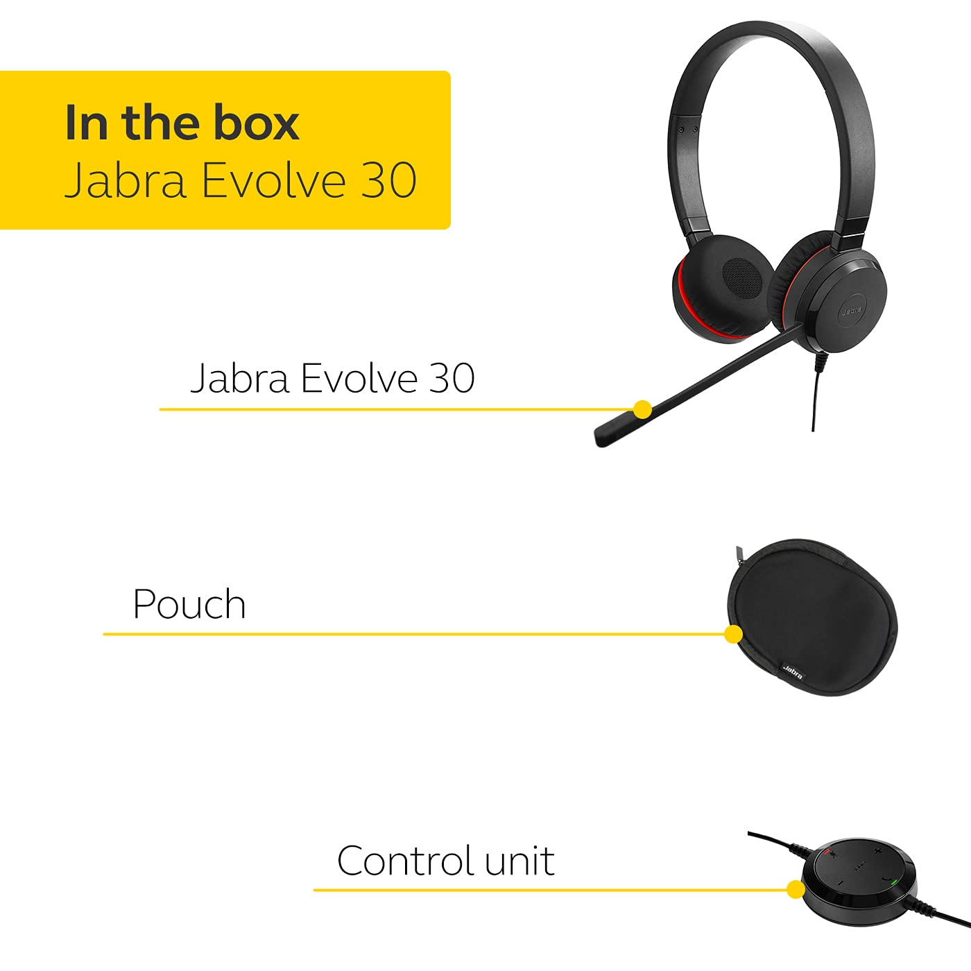 Jabra Evolve 30 II Wired Headset, Stereo, UC-Optimized – Telephone Headset with Superior Sound for Calls and Music – 3.5mm Jack/USB Connection – Pro Headset with All-Day Comfort