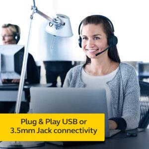 Jabra Evolve 30 II Wired Headset, Stereo, UC-Optimized – Telephone Headset with Superior Sound for Calls and Music – 3.5mm Jack/USB Connection – Pro Headset with All-Day Comfort