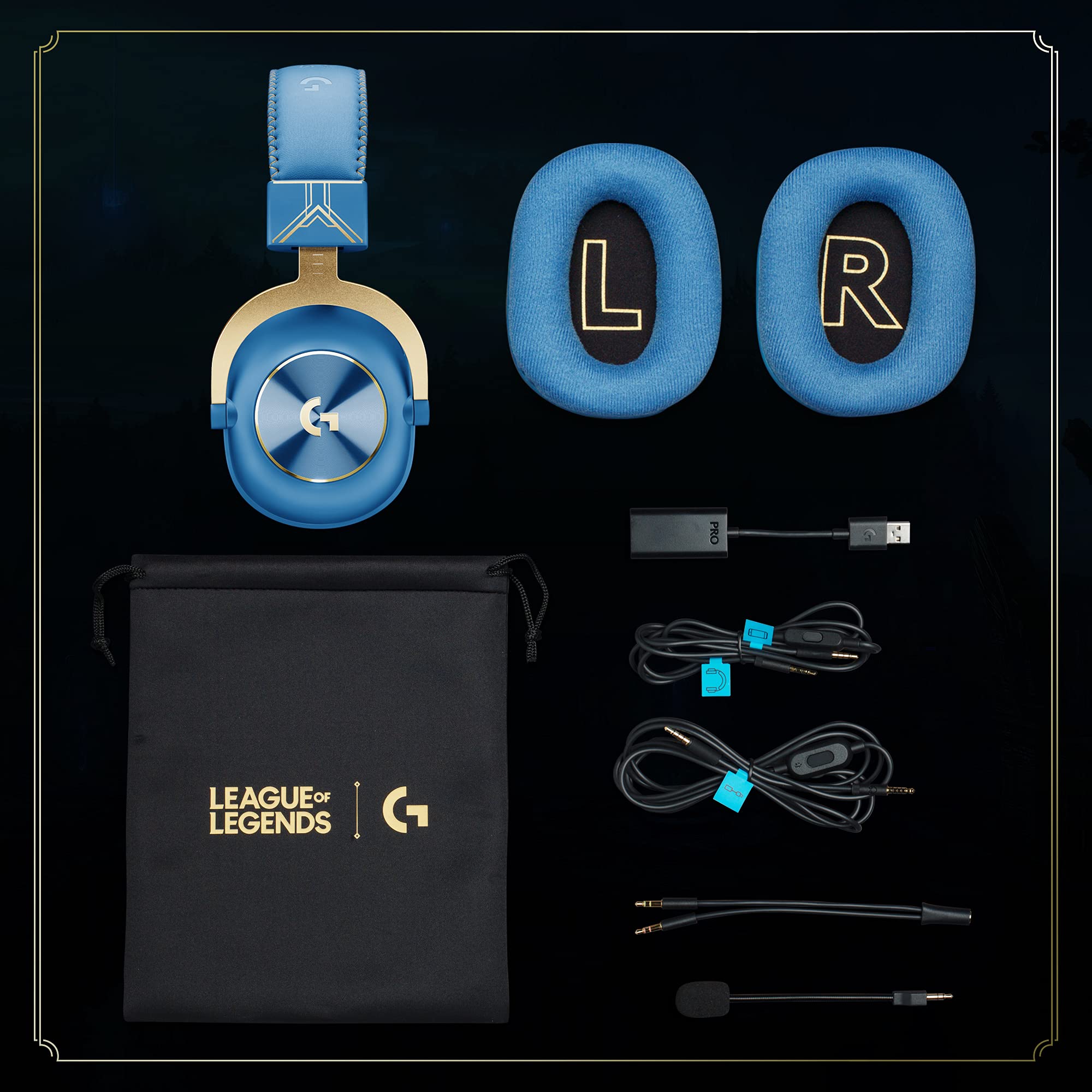 Logitech G PRO X Gaming Headset - Blue VO!CE, Detachable Microphone, Comfortable Memory Foam Ear Pads, DTS Headphone 7.1 and 50 mm PRO G Drivers, Official League of Legends Edition