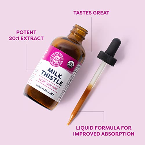 Vimergy USDA Organic Milk Thistle Extract, 57 Servings – Healthy Liver Support Supplement Drops – Liquid Milk Thistle Tincture – No Alcohol Added - Non-GMO, Vegan & Paleo (115 ml)