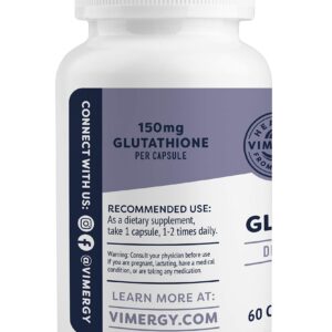 Vimergy Glutathione Capsules, 60 Servings – Natural Immune Supporting, Antioxidant & Detox Supplement - Gluten-Free, Kosher, Soy-Free, Vegan, Paleo Friendly