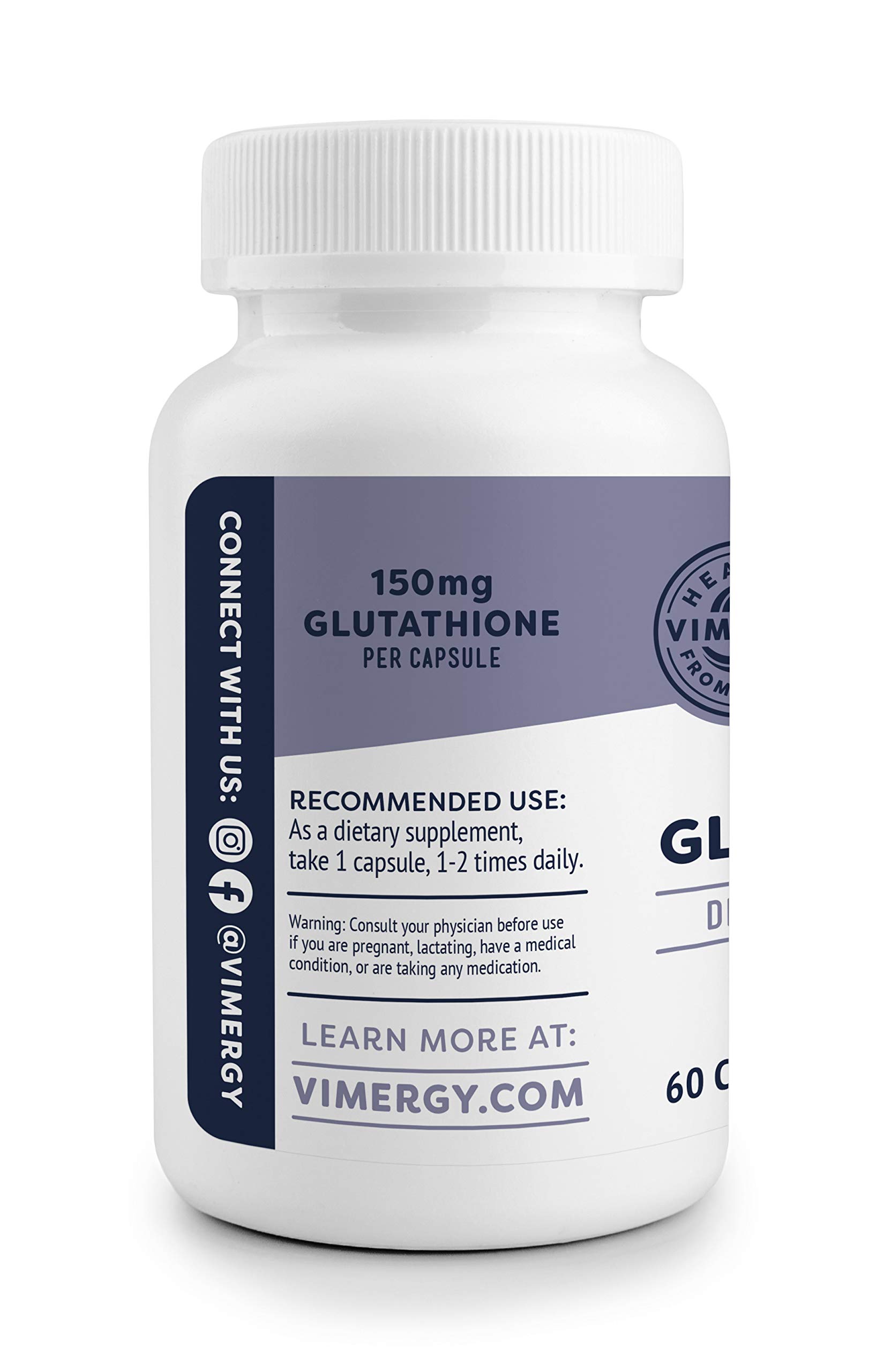 Vimergy Glutathione Capsules, 60 Servings – Natural Immune Supporting, Antioxidant & Detox Supplement - Gluten-Free, Kosher, Soy-Free, Vegan, Paleo Friendly