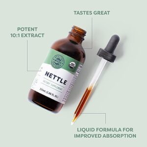 Vimergy Organic Nettle Leaf Extract, 57 Servings – Potent 10:1 Extract Liquid Drops – Supports Immune System Health – Supports Joint Health - USDA Organic, Gluten-Free, Non-GMO, Vegan & Paleo (115 ml)