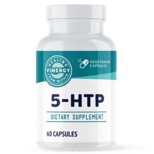 vimergy 5-htp capsules, 60 servings – healthy mood & stress support supplement – promotes healthy levels of serotonin for stress management, vegan, non-gmo, gluten-free, grain-free, & paleo