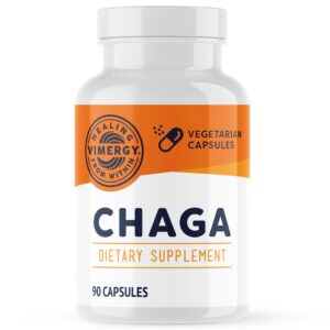 vimergy chaga mushroom capsules, 30 servings – real mushroom herbal supplement for cardiovascular support - kosher, non-gmo, gluten-free, vegan, paleo - 100% pure chaga with zero fillers (90 count)