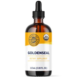 vimergy usda organic goldenseal extract, 57 servings - alcohol-free, gluten-free, non-gmo, kosher, corn-free, soy-free, vegan & paleo tincture (115 ml)