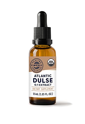 Vimergy USDA Organic Atlantic Dulse Extract, 55 Servings – Raw Liquid Seaweed Dulse Supplement Drops - Alcohol-Free, Vegan & Paleo Friendly (55 ml)