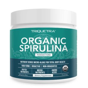 Organic Spirulina Powder - Made with Parry® Spirulina. The Best Spirulina in The World, Highest Nutrient Density - Non-Irradiated, 4 Organic Certifications, Vegan Farming Process (75 Servings - 8 oz.)