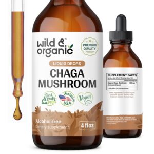 chaga mushroom tincture - immune support supplement w/organic chaga mushrooms - alcohol-free chaga mushroom drops for immunity - chaga mushroom supplement liquid - chaga mushroom extract - 4 oz