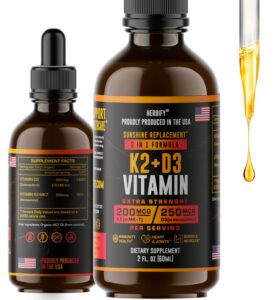 vitamin d3 k2 drops – liquid vitamins for women, men & teen vitamins - bone strength supplements - d3 k2 mt vitamins for immune support & heart health - vitamin d3 10000 iu liquid k2 drops – 2 oz