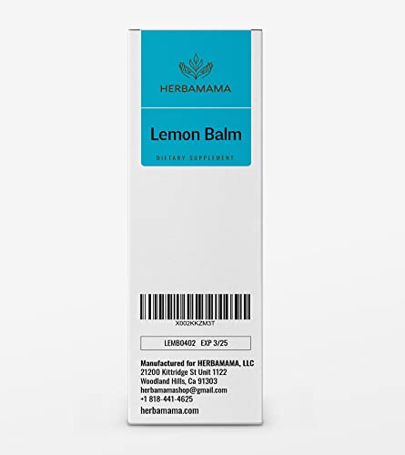 HERBAMAMA Lemon Balm Tincture - Organic Lemon Balm Herb Drops - Melissa Officinalis Liquid Extract - Vegan, Alcohol-Free - 2 fl oz