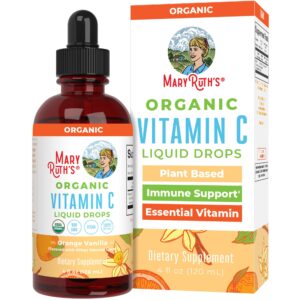 organic vitamin c supplement by maryruth's | liquid vitamin c liquid drops for adults & kids | immune support supplement for overall health | vegan | non-gmo | gluten free | 4 fl oz