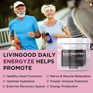 Livingood Daily Electrolytes Powder No Sugar - Keto Electrolytes Hydration Powder with Vitamin C, Taurine, D-Ribose & FOS - Sugar Free Electrolyte Drink Mix - 30 Servings, Strawberry Lemonade