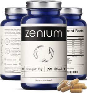 zenium - relieve stress, tension, worry, nervousness, & irritability | calm the mind & body | ayurvedic | natural relief supplement | boosts mood | ashwagandha, l-theanine, gaba, rhodiola |60 capsules