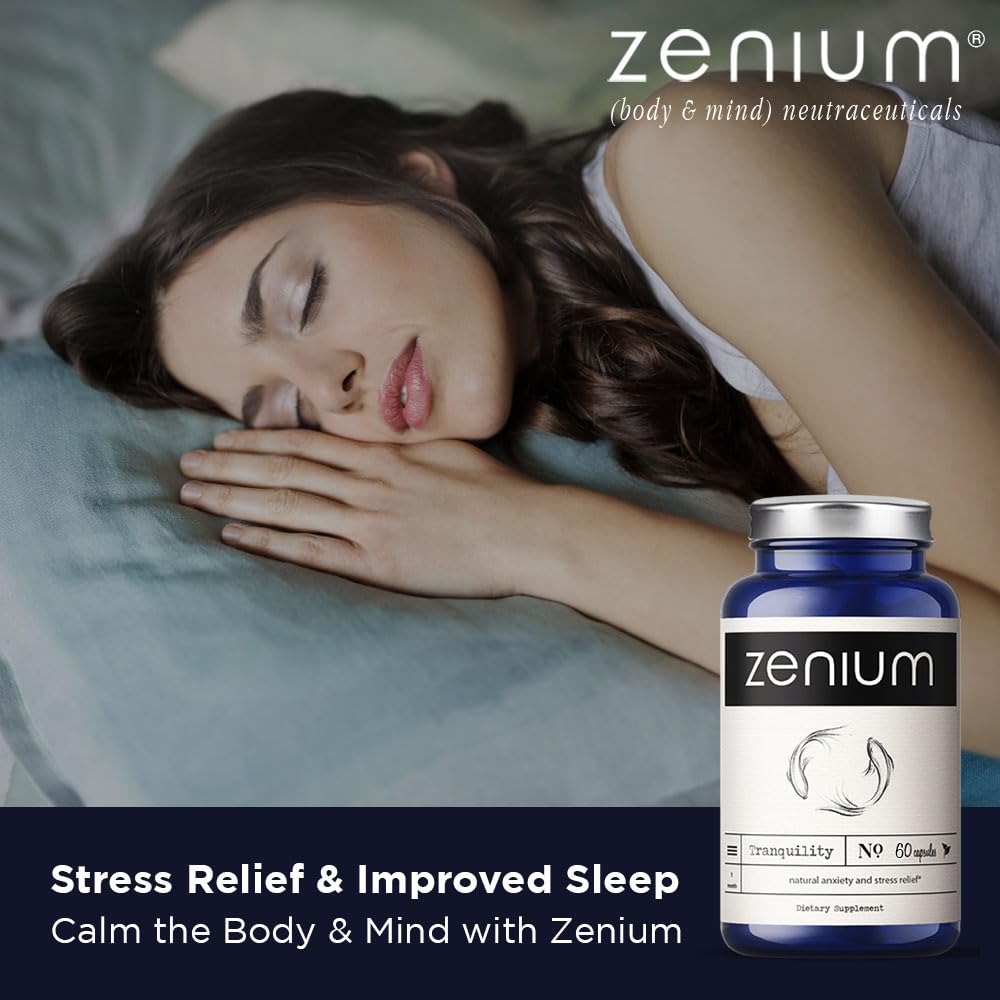 Zenium - Relieve Stress, Tension, Worry, Nervousness, & Irritability | Calm The Mind & Body | Ayurvedic | Natural Relief Supplement | Boosts Mood | Ashwagandha, L-Theanine, GABA, Rhodiola |60 Capsules