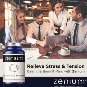 Zenium - Relieve Stress, Tension, Worry, Nervousness, & Irritability | Calm The Mind & Body | Ayurvedic | Natural Relief Supplement | Boosts Mood | Ashwagandha, L-Theanine, GABA, Rhodiola |60 Capsules