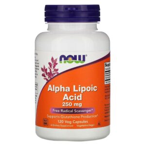 now supplements, alpha lipoic acid 250 mg, supports glutathione production*, free radical scavenger*, 120 veg capsules