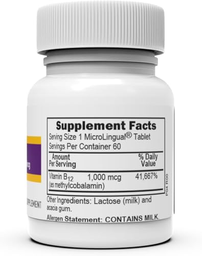 Superior Source No Shot Vitamin B12 Methylcobalamin 1000 mcg, Quick Dissolve MicroLingual Tablets, 60 Count, Active Form of B12, Supports Energy Production, Nervous System Support, Non-GMO