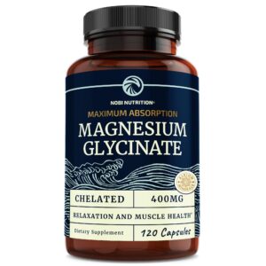 magnesium glycinate 400mg | high absorption formula for sleep, calm, muscle relaxation, heart, bone & nerve support for women & men | chelated magnesium glycinate & magnesium supplement | 120 capsules