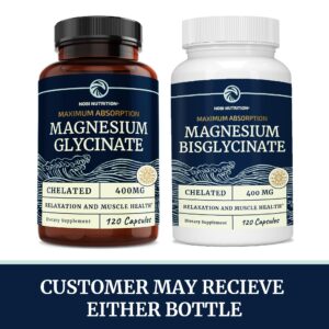 Magnesium Glycinate 400mg | High Absorption Formula for Sleep, Calm, Muscle Relaxation, Heart, Bone & Nerve Support for Women & Men | Chelated Magnesium Glycinate & Magnesium Supplement | 120 Capsules