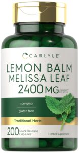 carlyle melissa lemon balm | 200 capsules | non-gmo and gluten free formula | melissa leaf traditional herbal supplement | super concentrated extract