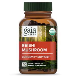 gaia herbs reishi mushroom - helps maintain a healthy immune system & supports heart health - adaptogen herbal supplement for longevity support - 40 vegan liquid phyto-capsules (40-day supply)