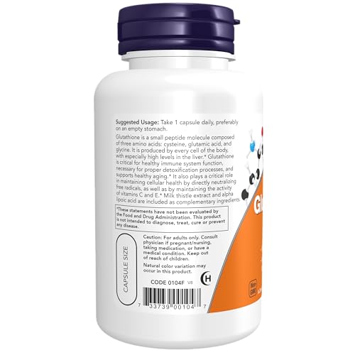 NOW Supplements, Glutathione 500 mg, With Milk Thistle Extract & Alpha Lipoic Acid, Free Radical Neutralizer*, 60 Veg Capsules