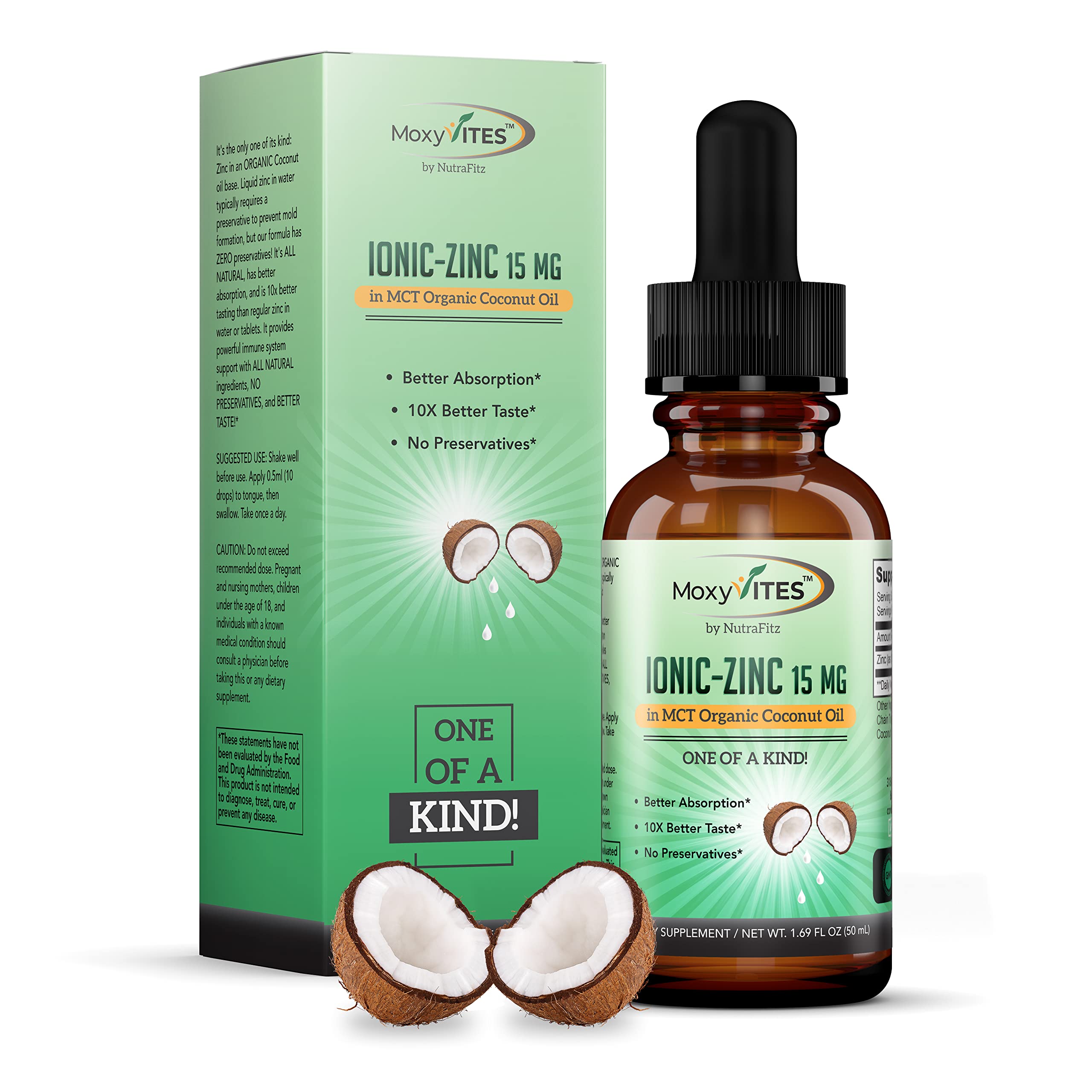 Organic Zinc Supplements for Kids, Adults - Zinc Sulfate - Liquid Zinc Supplement - Pure Ionic Zinc Drops in Coconut Oil for Immune Support, Skin - NO Preservatives & Great Taste - 100 Vegan Servings