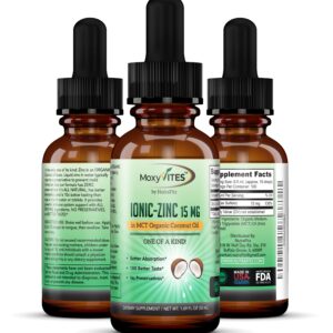 Organic Zinc Supplements for Kids, Adults - Zinc Sulfate - Liquid Zinc Supplement - Pure Ionic Zinc Drops in Coconut Oil for Immune Support, Skin - NO Preservatives & Great Taste - 100 Vegan Servings