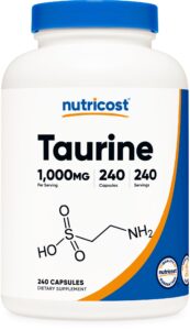 nutricost taurine 1000mg capsules supplement, 240 capsules per bottle, non-gmo & gluten free