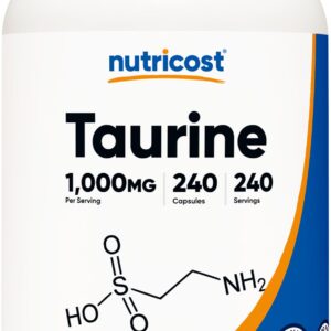 Nutricost Taurine 1000mg Capsules Supplement, 240 Capsules Per Bottle, Non-GMO & Gluten Free