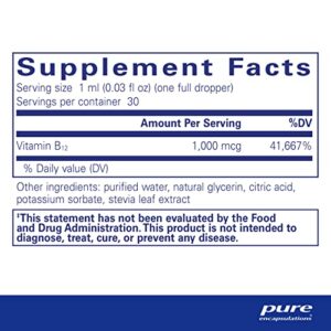 Pure Encapsulations B12 Liquid | 1,000 mcg Vitamin B12 (Methylcobalamin) Supplement to Support Nerves, Immune Health, Energy, and Cognitive Function* | 1 fl. oz.