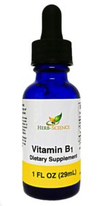 herb-science liquid vitamin b1 drops - daily thiamine supplement to support digestion, nervous system, heart health, stress relief, natural energy booster - 500% dv, 36 servings per bottle - 1 fl. oz.