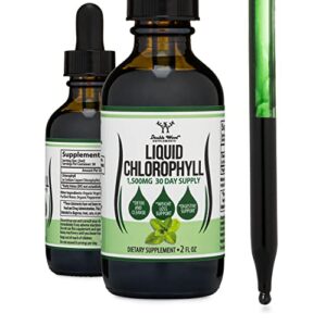 chlorophyll liquid drops - peppermint flavored, vegan safe (rich, full texture and taste, not watered down) for skin health, and immune function (líquidas de clorofila) by double wood