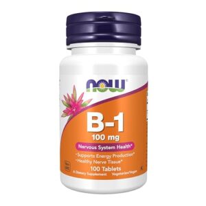 now supplements, vitamin b-1 100 mg, energy production*, nervous system health*, 100 tablets