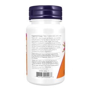 NOW Supplements, Vitamin B-1 100 mg, Energy Production*, Nervous System Health*, 100 Tablets