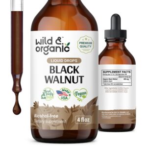 black walnut tincture - detox cleanse w/black walnuts organic - black walnut hull tincture for digestive health - gut cleanse detox w/black walnut hull organic - black walnut supplement - 4 oz