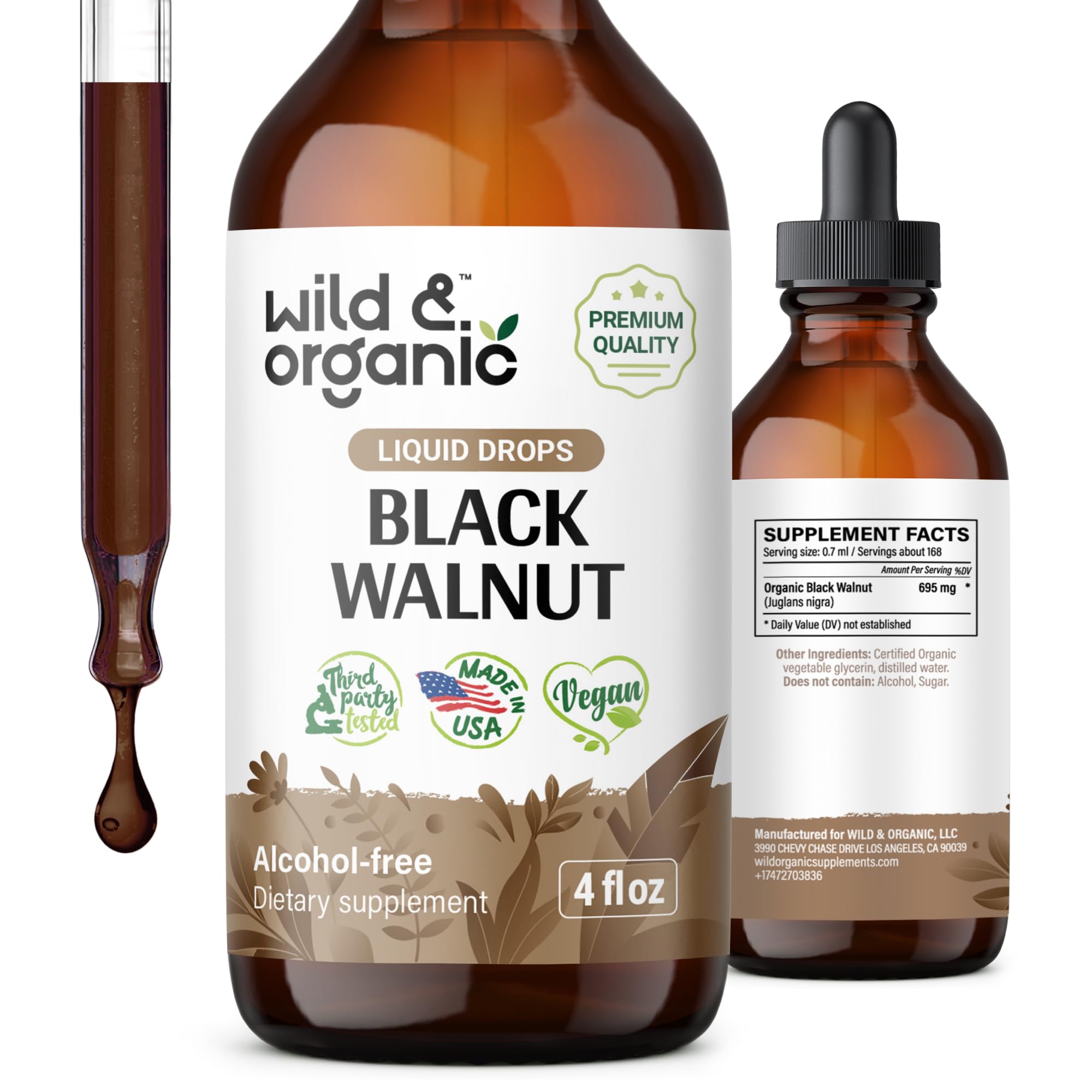 Black Walnut Tincture - Detox Cleanse w/Black Walnuts Organic - Black Walnut Hull Tincture for Digestive Health - Gut Cleanse Detox w/Black Walnut Hull Organic - Black Walnut Supplement - 4 oz