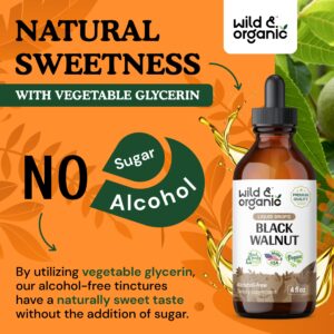 Black Walnut Tincture - Detox Cleanse w/Black Walnuts Organic - Black Walnut Hull Tincture for Digestive Health - Gut Cleanse Detox w/Black Walnut Hull Organic - Black Walnut Supplement - 4 oz