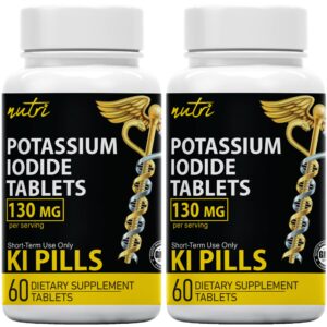 potassium iodide tablets 130 mg (2 pack) - (120 tablets) exp 10/2032 - ki pills potassium iodine tablets - potassium iodine pills yoduro de potasio