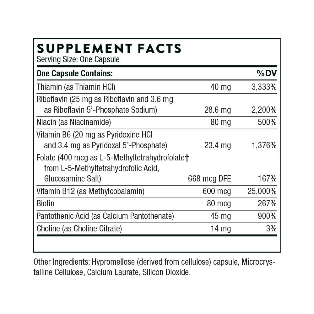 THORNE B-Complex #12 - Vitamin B Complex with Active B12 and Folate - 60 Capsules