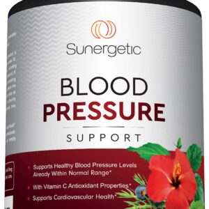 Premium Blood Pressure Support Supplement For Cardiovascular & Heart Health with Garlic, Hawthorn & Hibiscus - 90 Capsules