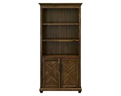 Martin Furniture Traditional Wood Doors, Office Shelving, Storage Cabinet, Fully Assembled, Brown Bookcase