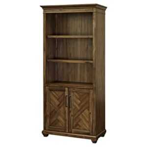 Martin Furniture Traditional Wood Doors, Office Shelving, Storage Cabinet, Fully Assembled, Brown Bookcase