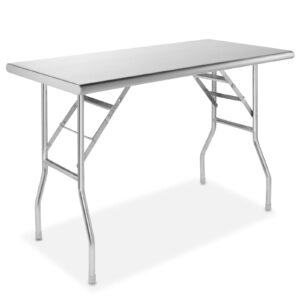 gridmann stainless steel folding table 48 x 24 inch, nsf kitchen prep & work table